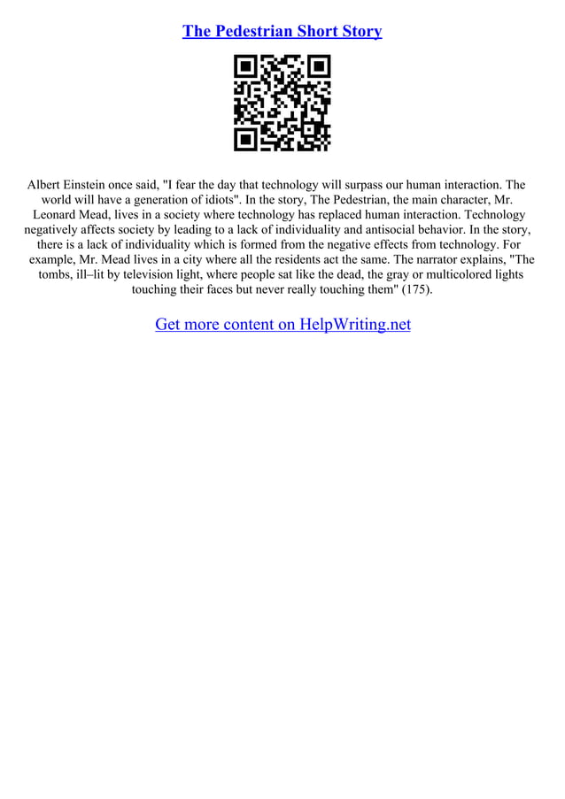 The Pedestrian Essay | PDF