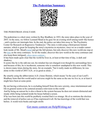 The Pedestrian Essay | PDF