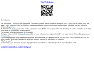 The Pedestrian Short Story | PDF