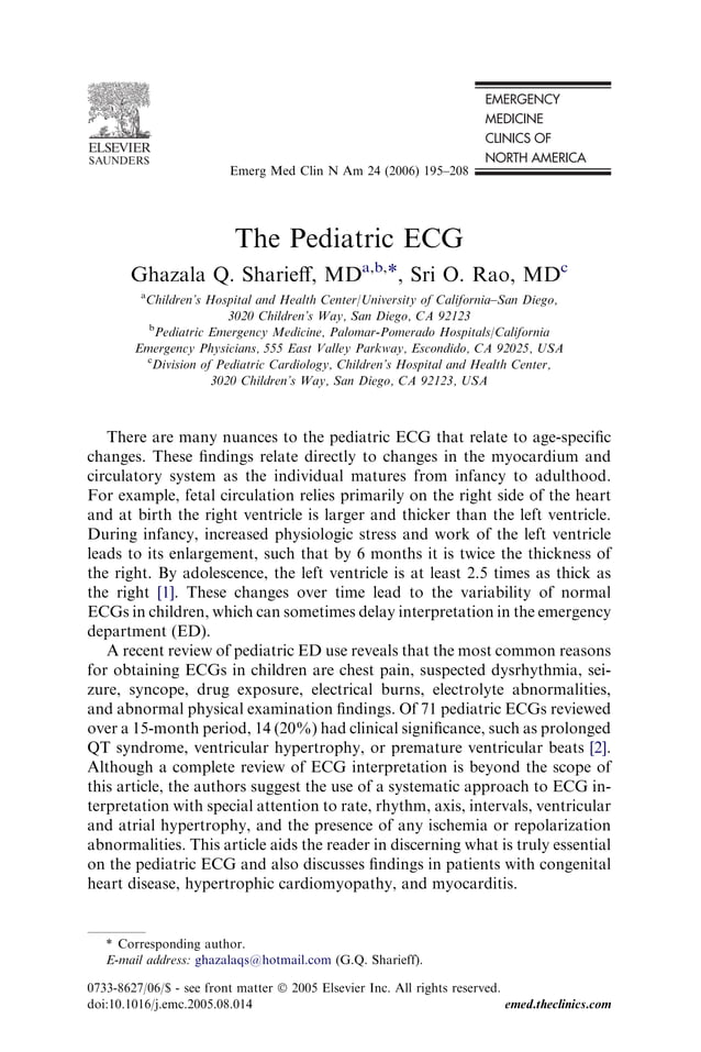 The pediatric ecg | PDF