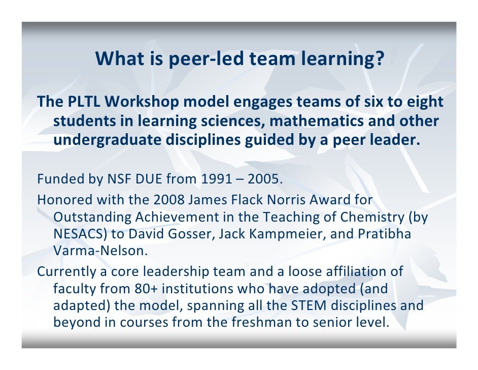 The Peer-Led Team Learning Model: Engaging Students in Mathematics an…