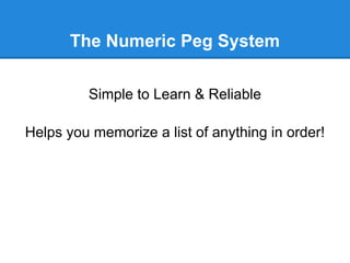 How To Improve Your Memory: The Peg System | PDF