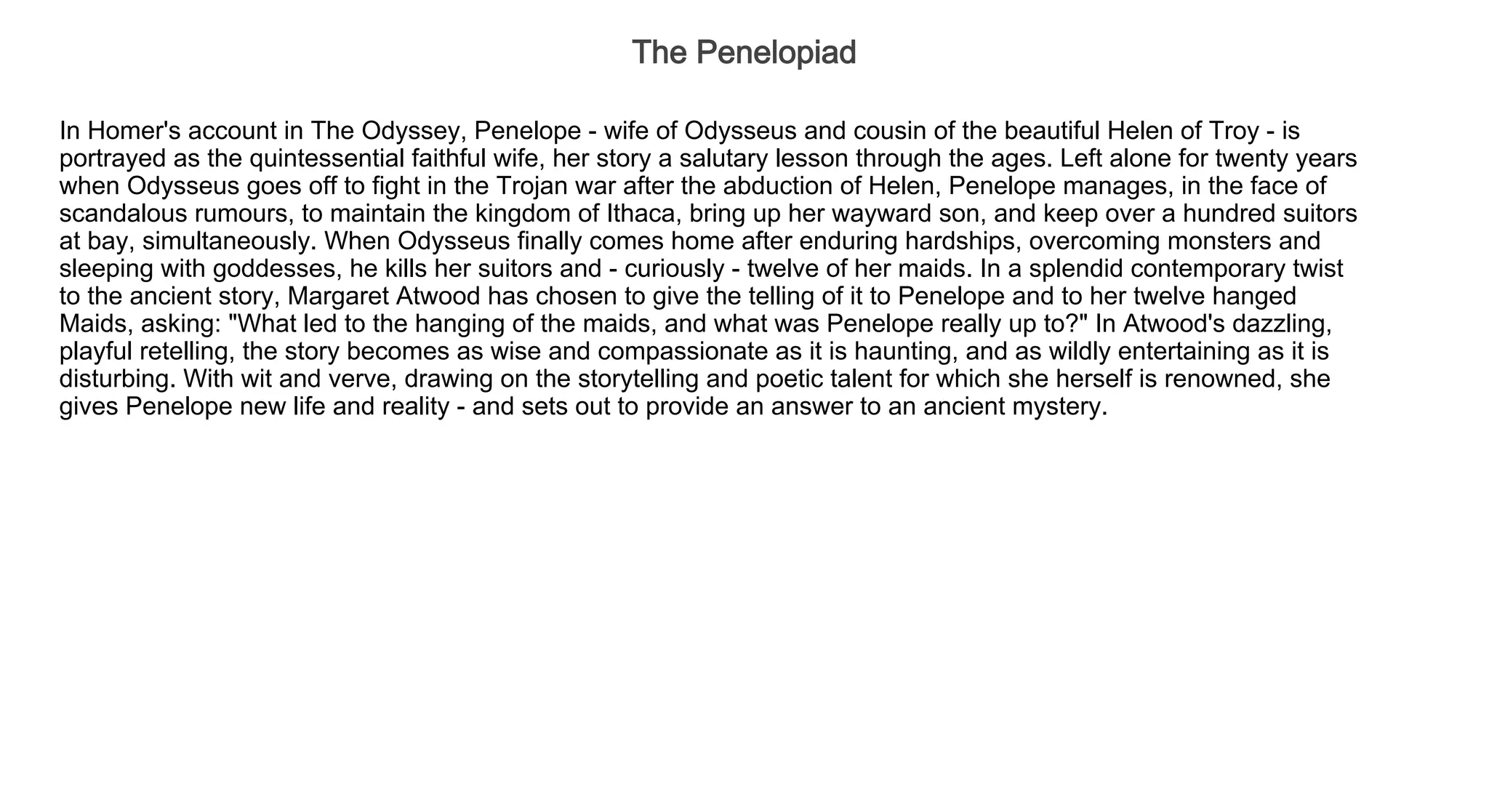 Audiobooks Free The Penelopiad | PDF