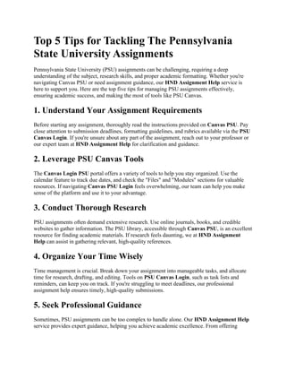 The Pennsylvania State University Assignments.docx