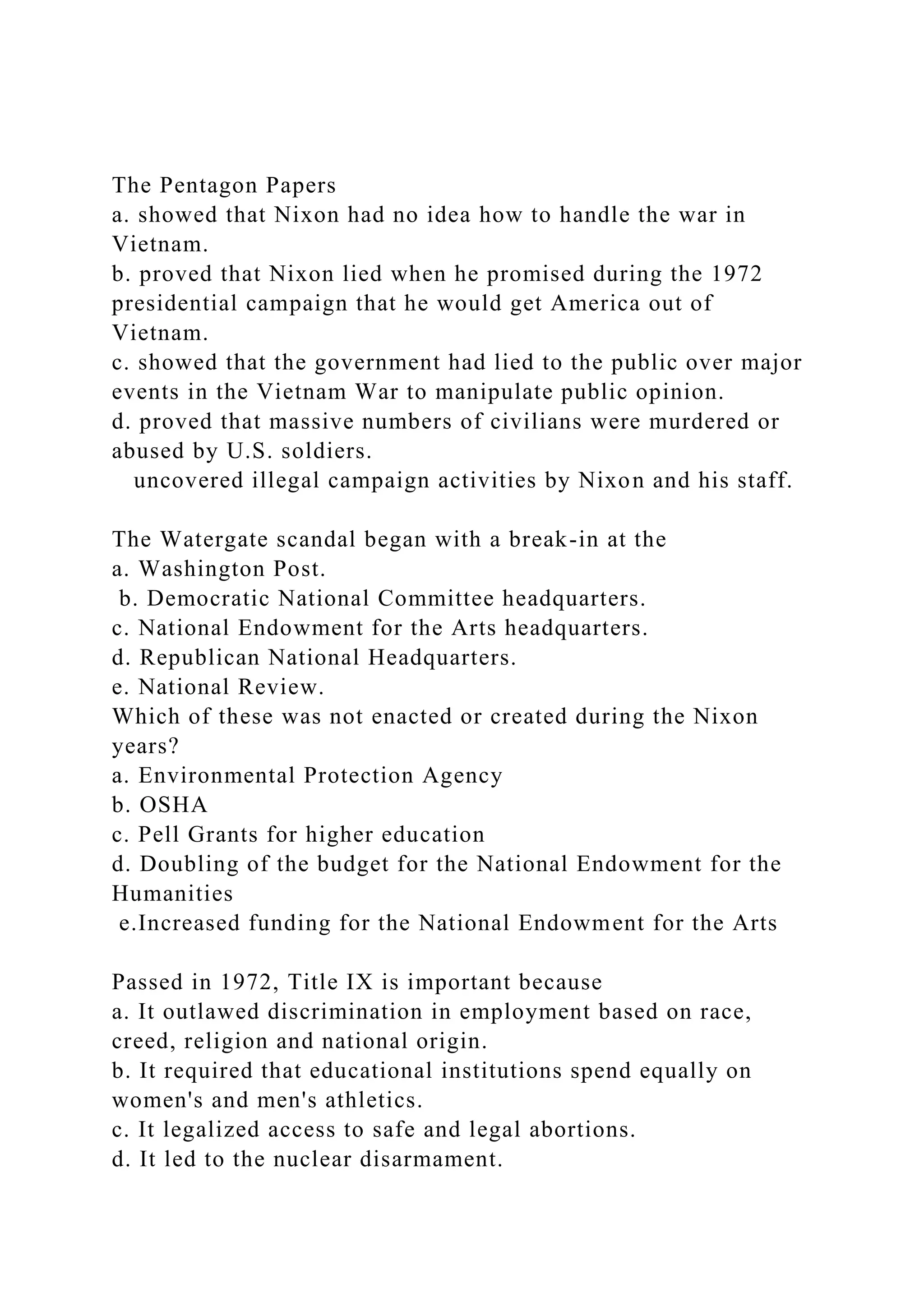 The Pentagon Papersa. showed that Nixon had no idea how to handl.docx ...