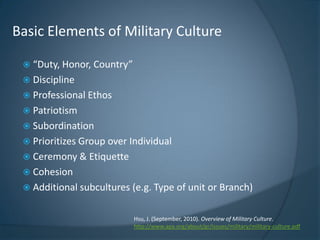 The Perceived Role of Military Culture: Preparing the next generation ...