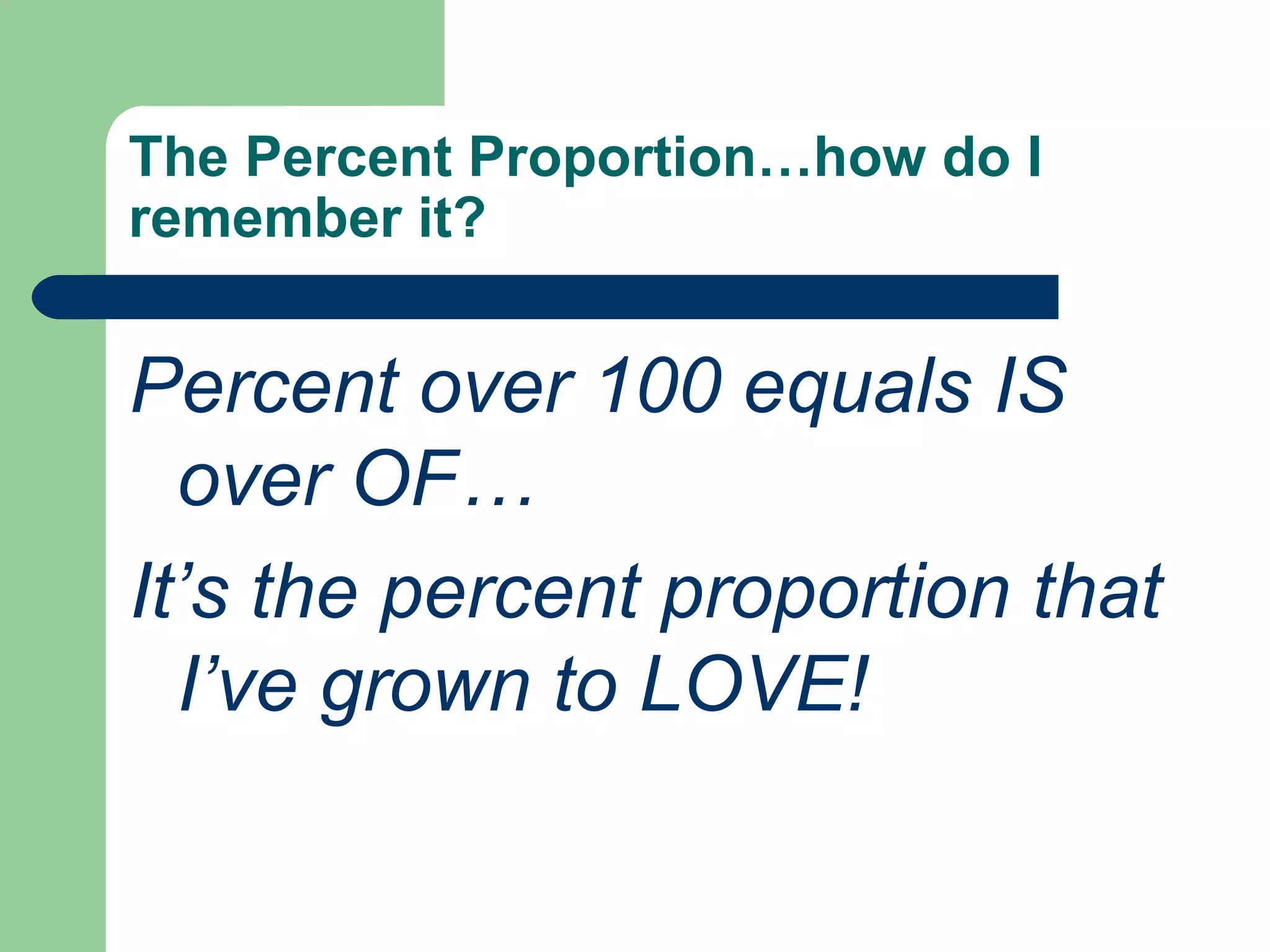 The Percent Proportion | PPT