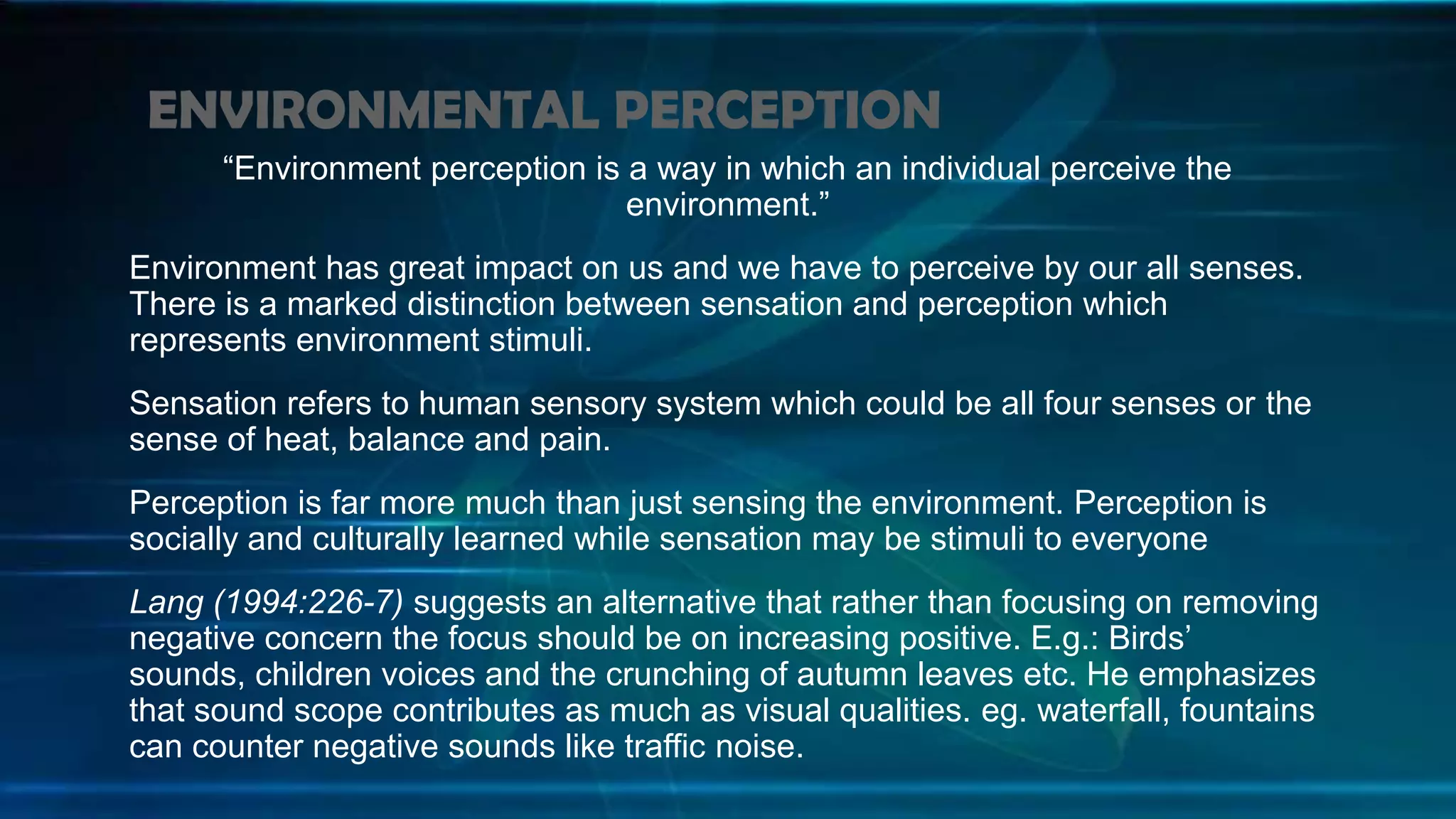 The perceptual dimensions and urban design | PPTX