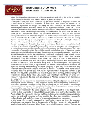 THE PERFECT BOOST AN ECO-LINGUISTIC ANALYSIS OF ENERGY DRINK ‘STING ...