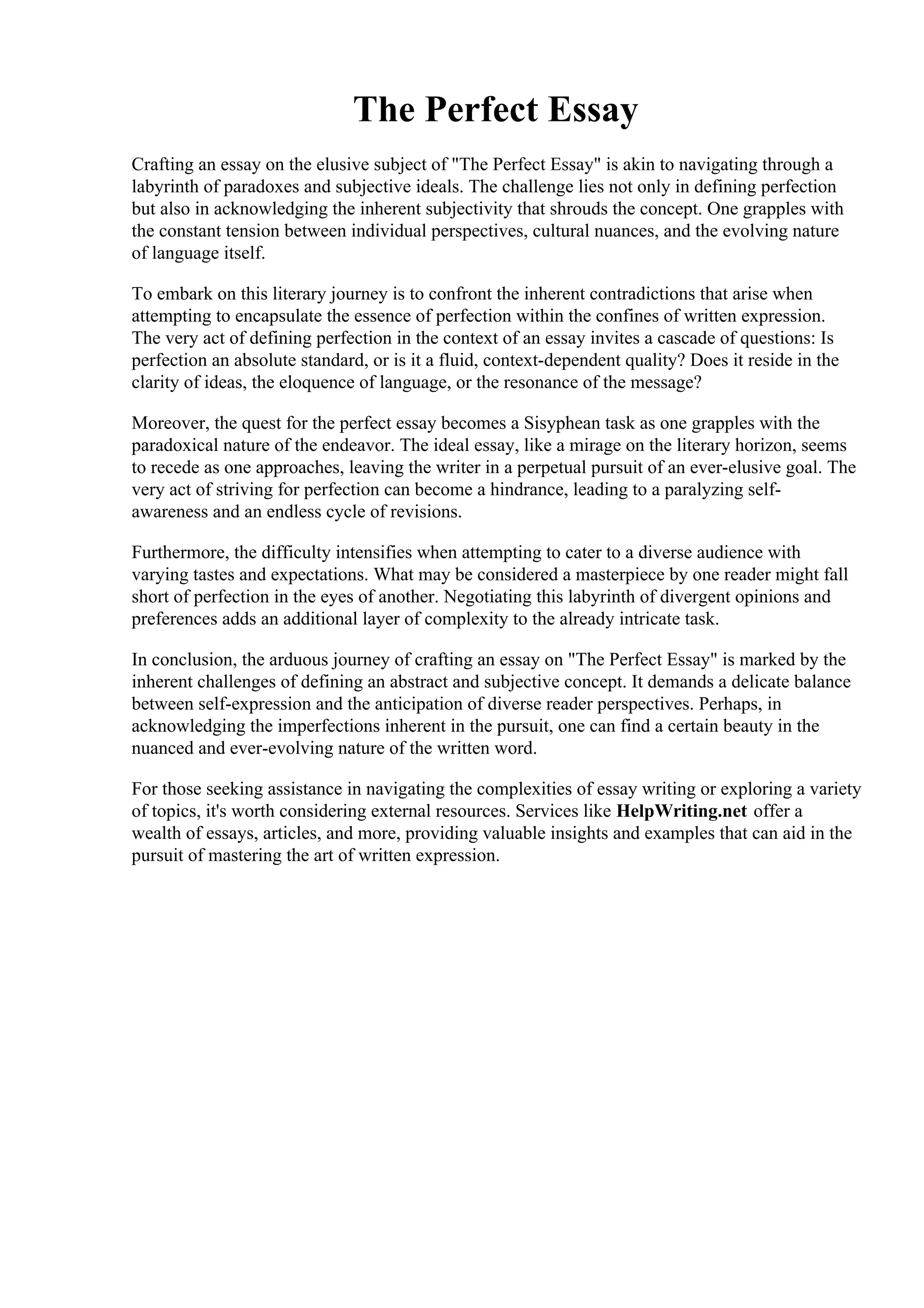 The Perfect Essay | PDF