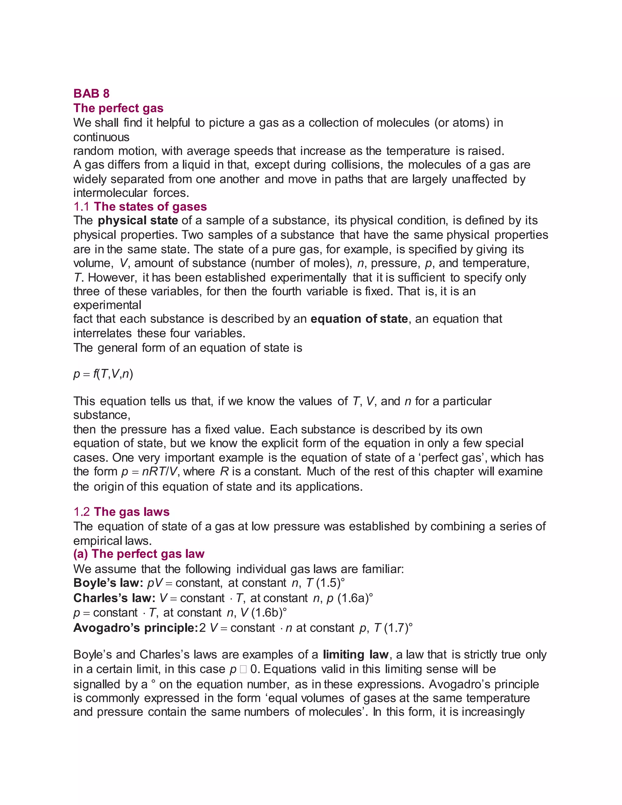 The perfect gas | DOCX