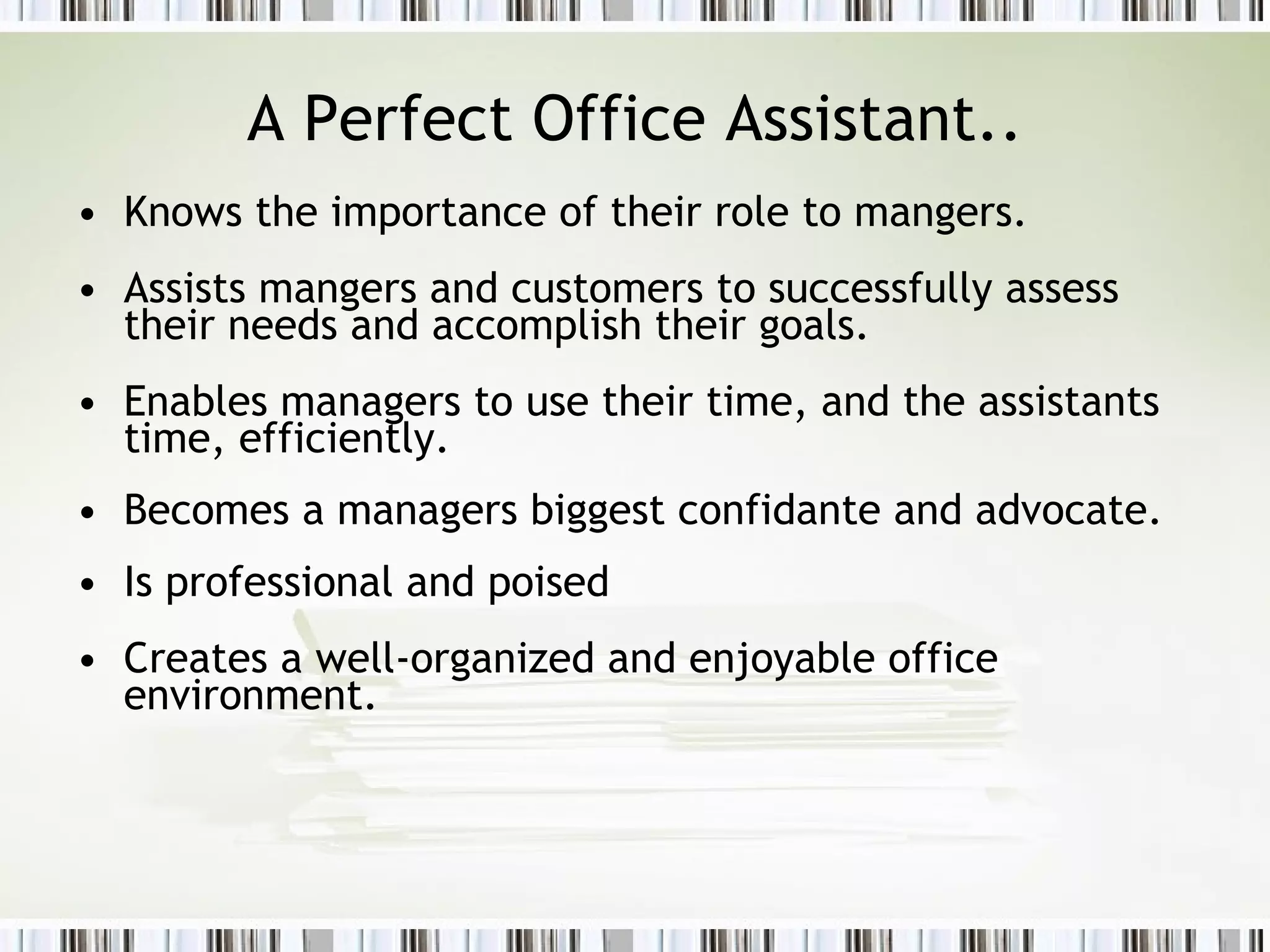 The Perfect Office Assistant Becki Metzger | PPT | Business ...