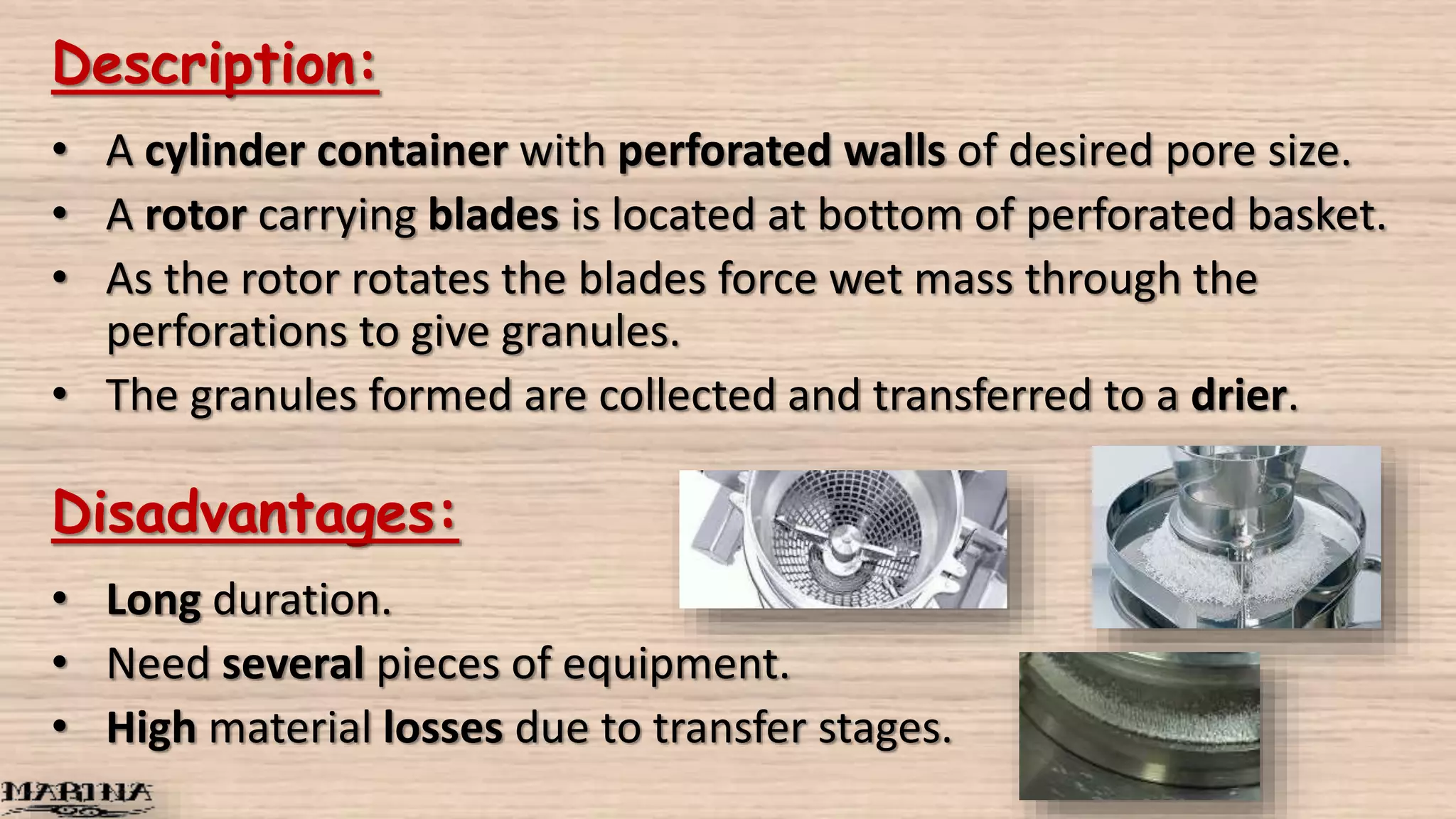 The perforated basket granulator animation | PPTX