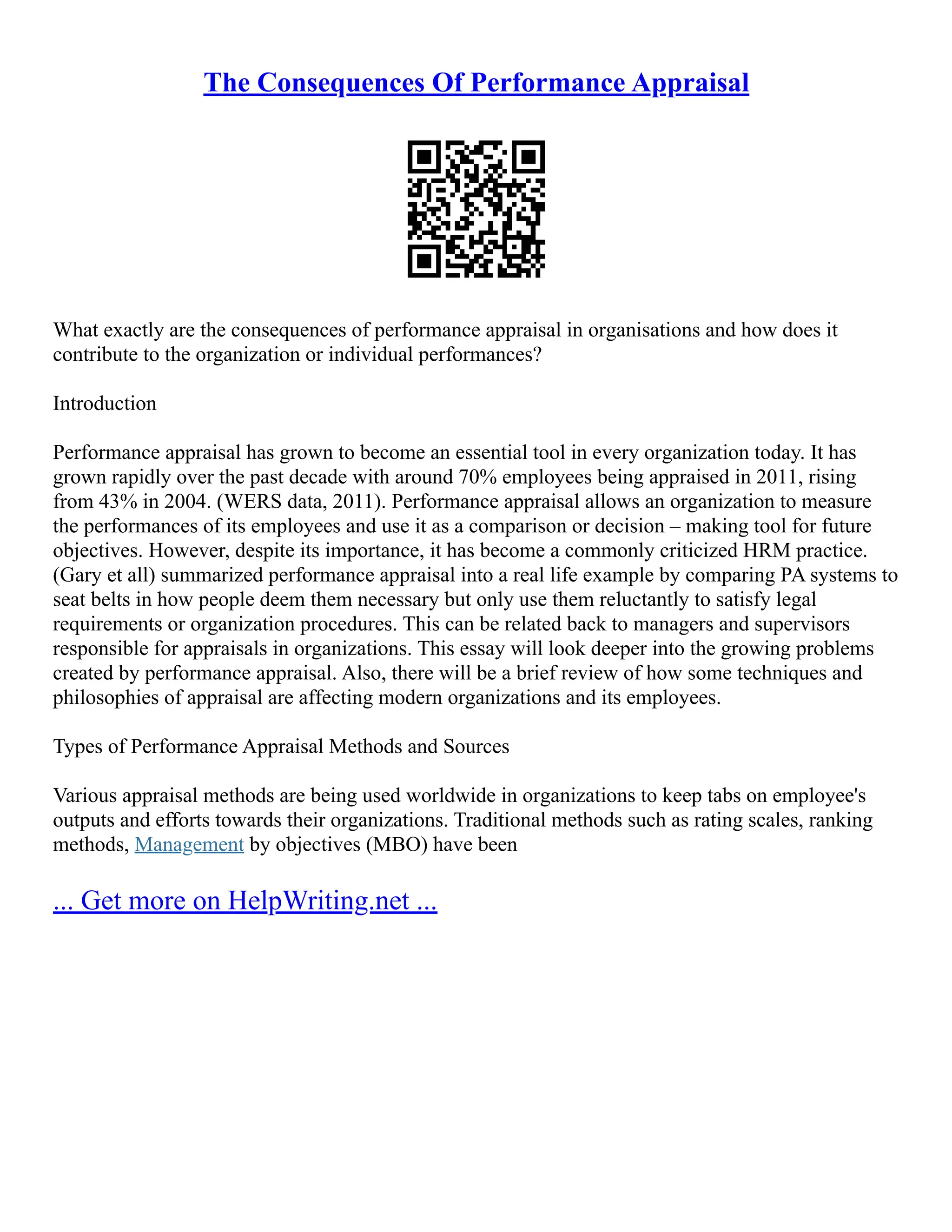The Performance Appraisal System | PDF