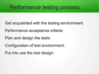 The performance testing process and important aspects related to it | PPT