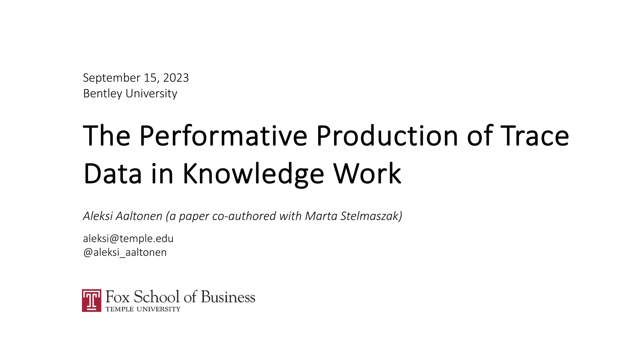 The Performative Production of Trace Data in Knowledge Work | PPT