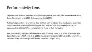 The Performative Production of Trace Data in Knowledge Work | PPT