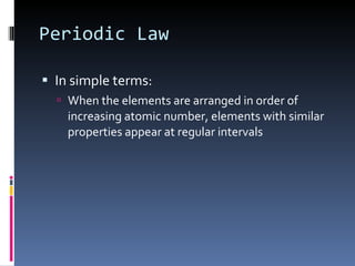 Periodic Law | PPT | Chemistry | Science