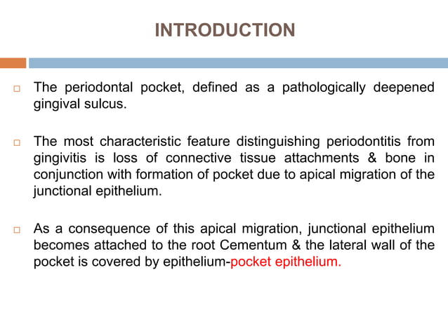 The periodontal pocket.pptx | Dental Health | Diseases and Conditions