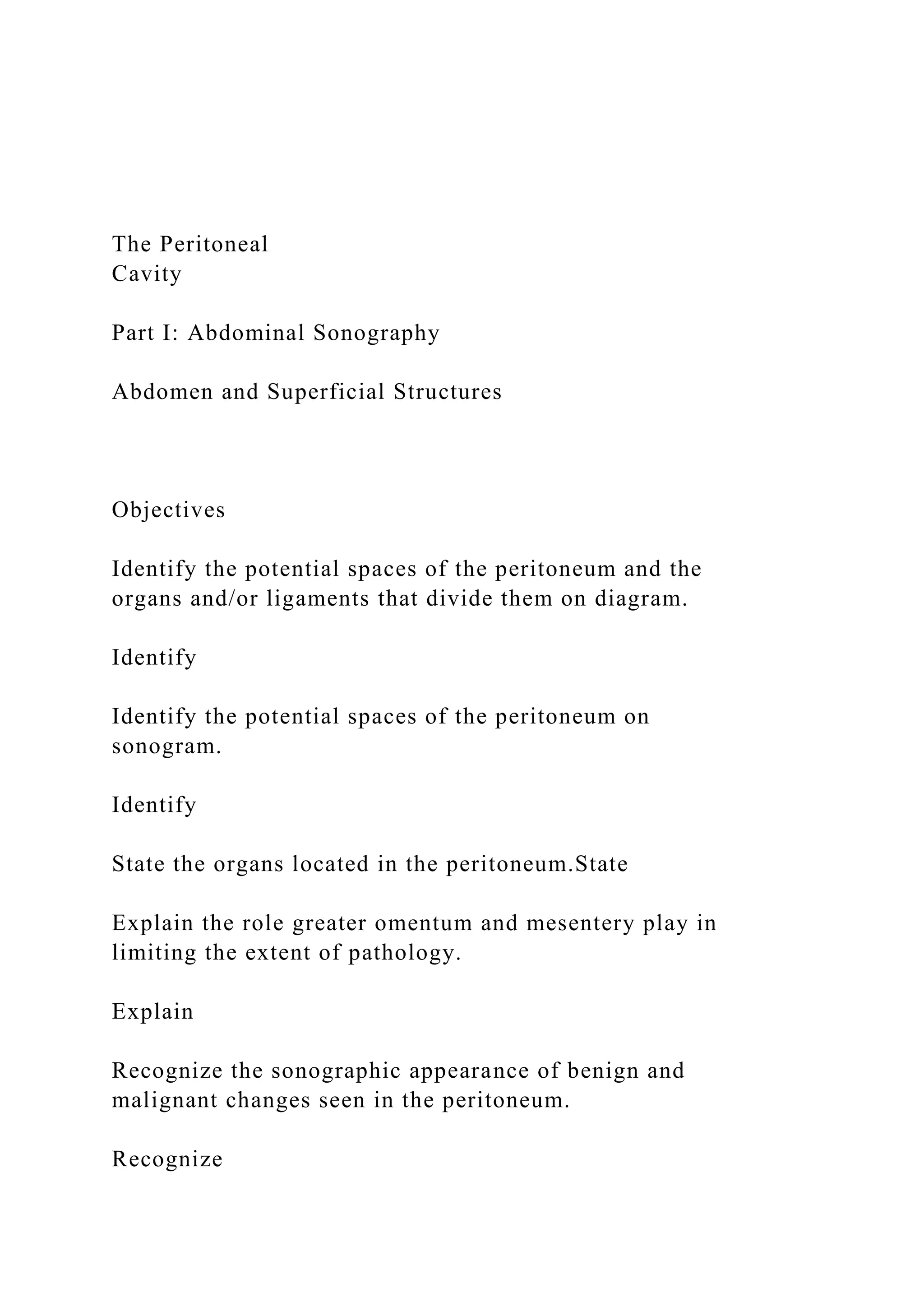The Peritoneal CavityPart I Abdominal SonographyAbd.docx