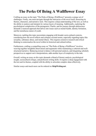 The Perks Of Being A Wallflower Essay.pdf