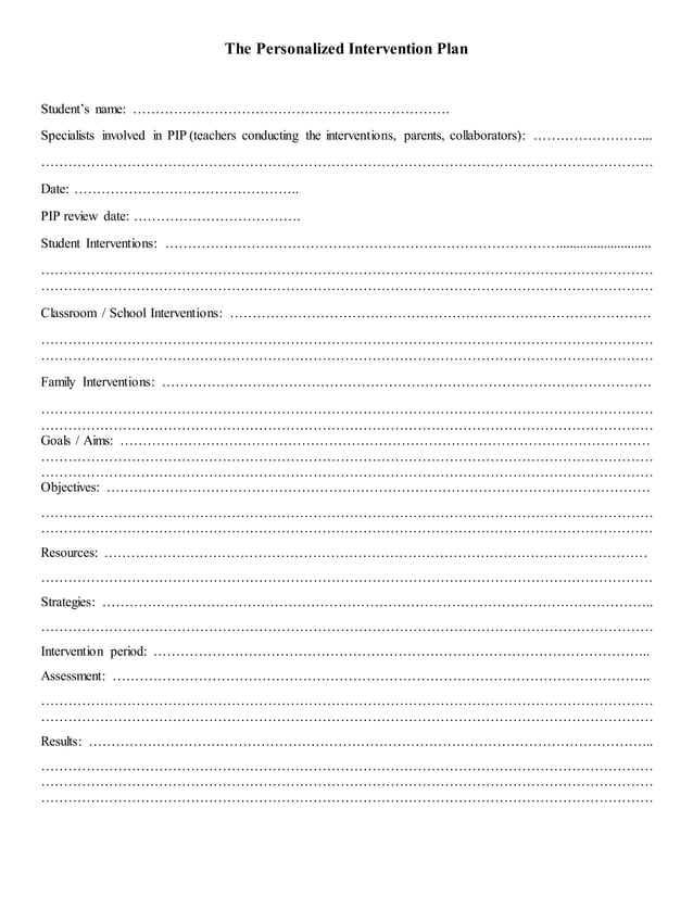 The personalized intervention plan | PDF