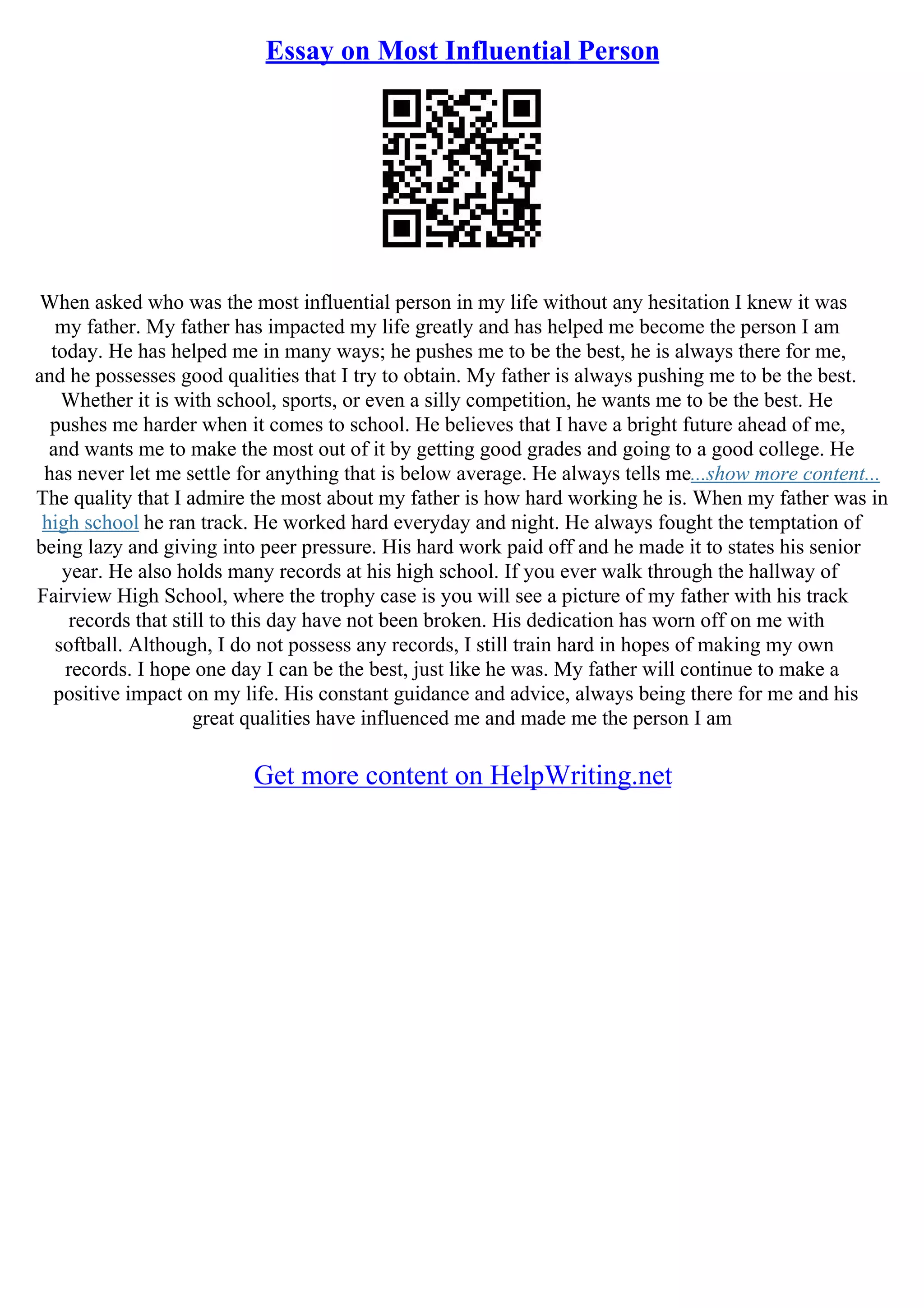 The Person I Admire Essay | PDF