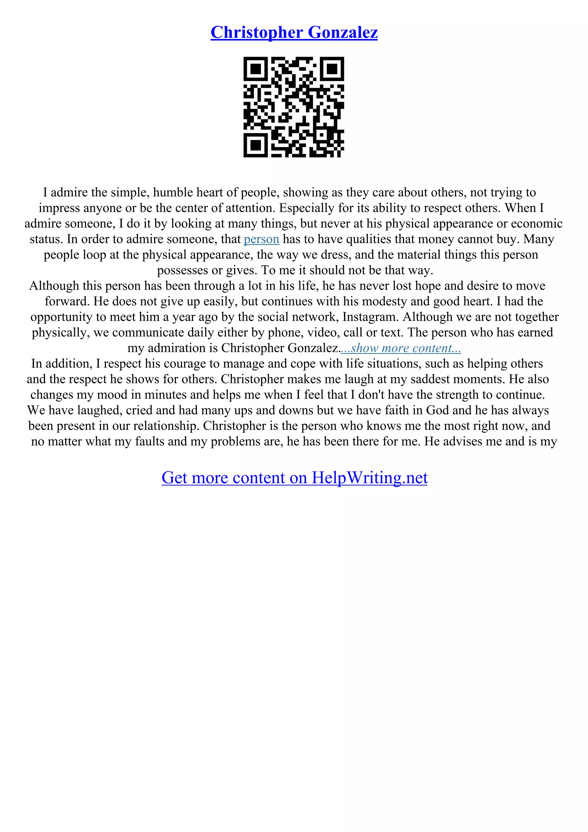 The Person I Admire Essay | PDF