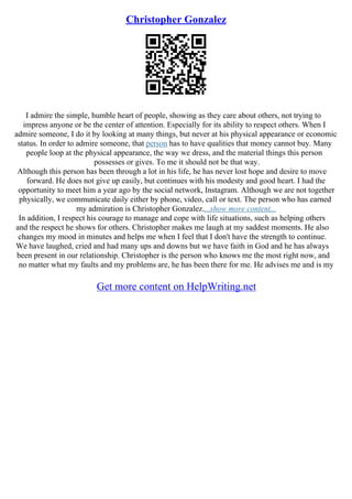 The Person I Admire Essay | PDF