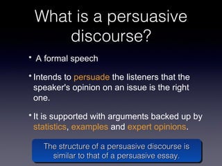 The persuasive discourse day 7 (bigger fonts) | PPT