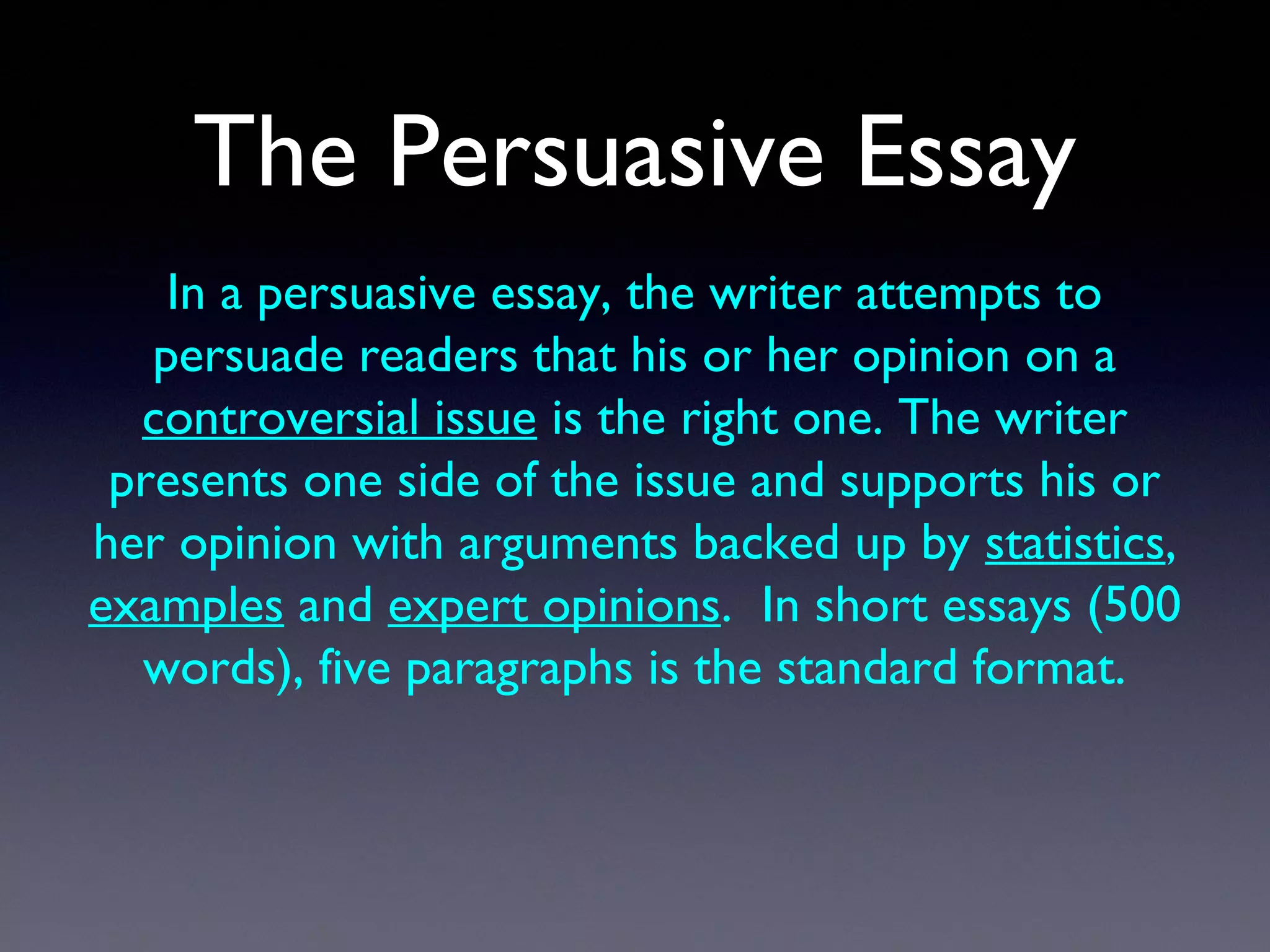 The persuasive essay copy 2 | PPT
