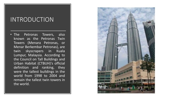 The petronas twin towers | PPTX | Civil Engineering Industry | Industries