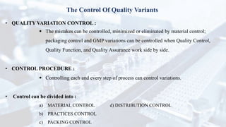 The pharmaceutical manufacturing principles - Quality Control | PPTX