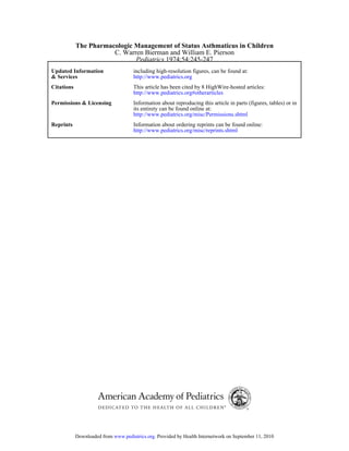 The pharmacologic management of status asthmaticus in children b y p | PDF