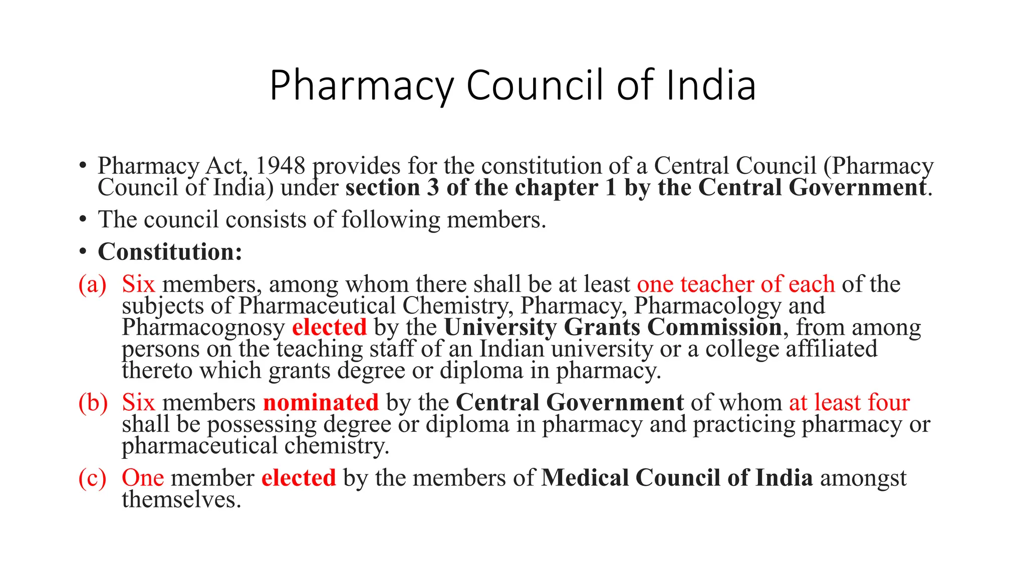 THE PHARMACY ACT 1948 (Pharmacy Council of India) | PPTX