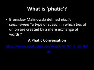 The Phatic Coffee | PPT