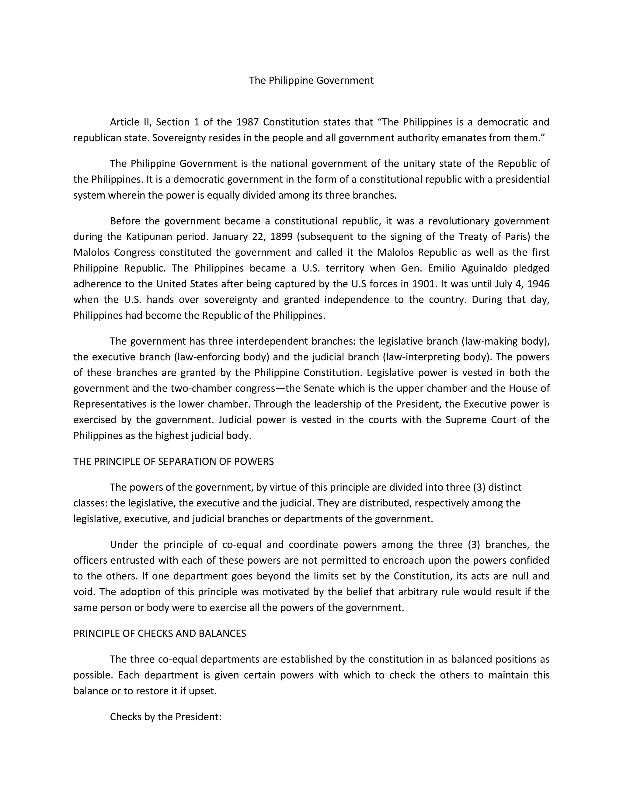 The philippine government | DOCX
