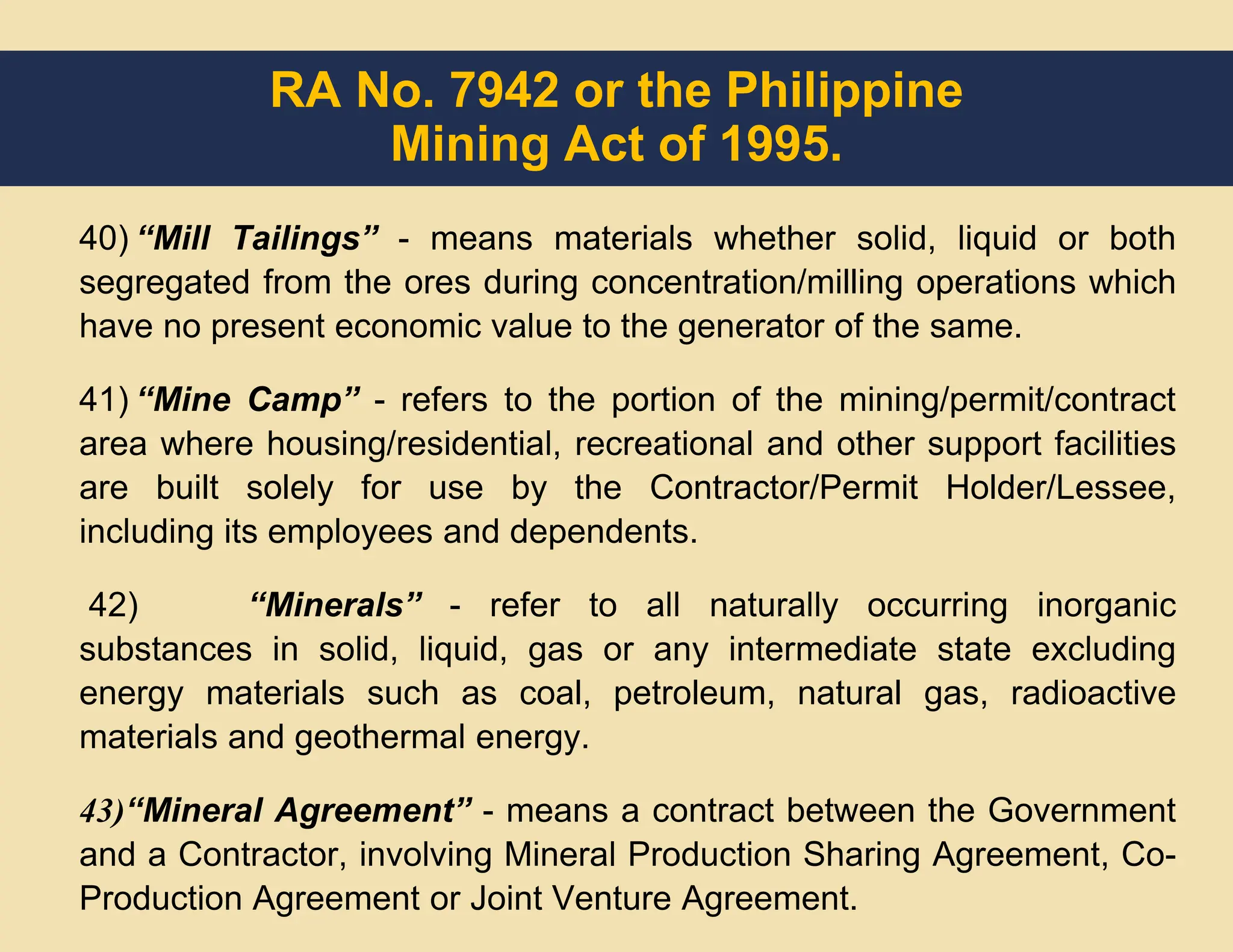 RA 7942:vThe Philippine Mining Act of 1995 | PPTX