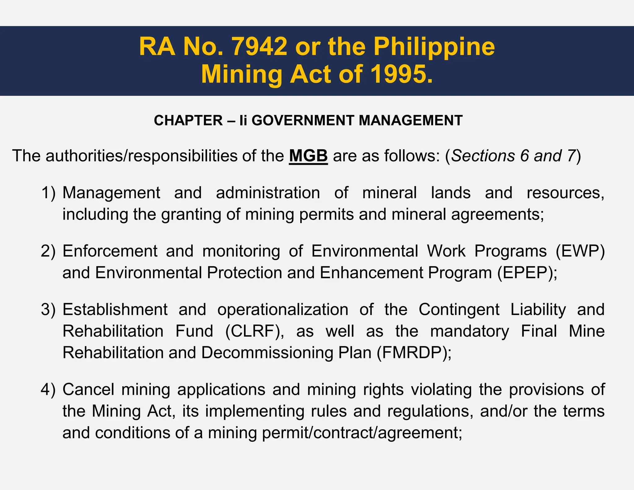 RA 7942:vThe Philippine Mining Act of 1995 | PPTX