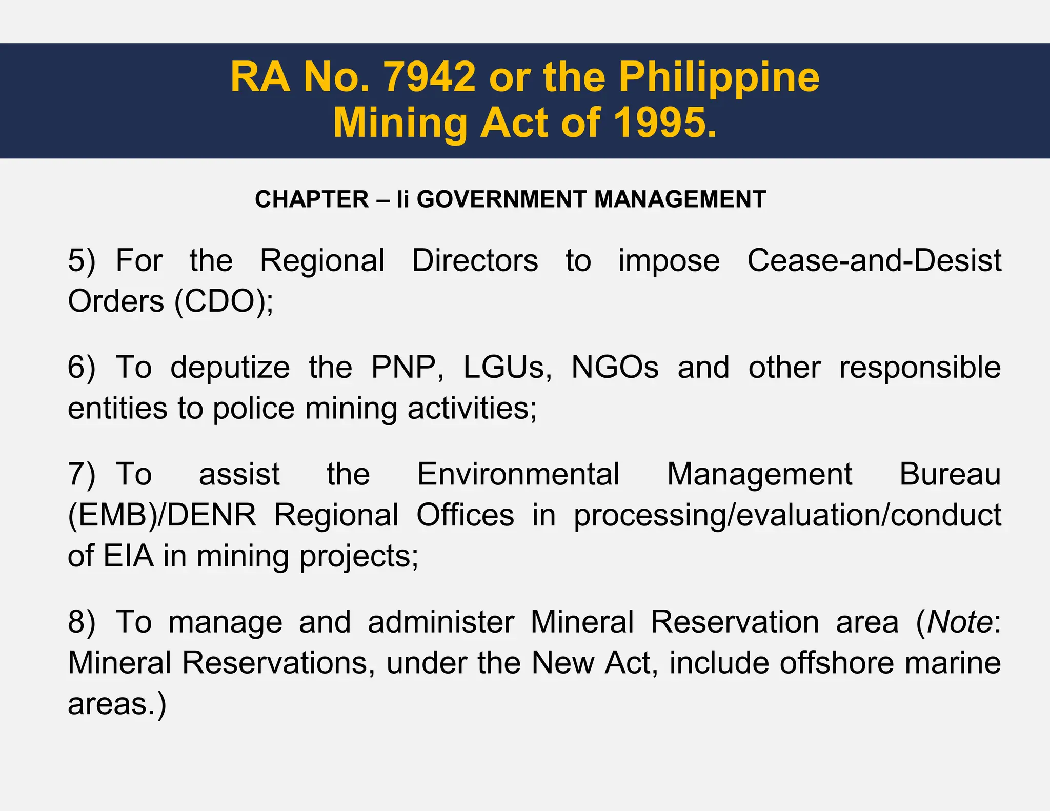 RA 7942:vThe Philippine Mining Act of 1995 | PPTX