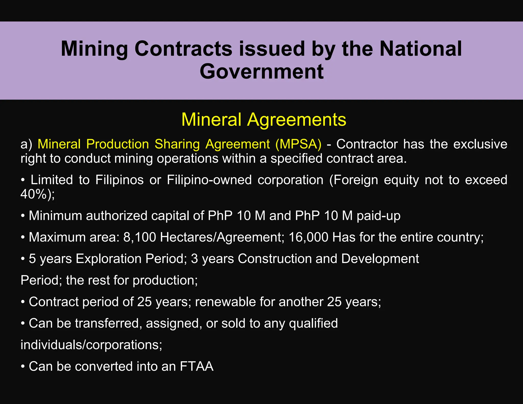 RA 7942:vThe Philippine Mining Act of 1995 | PPTX