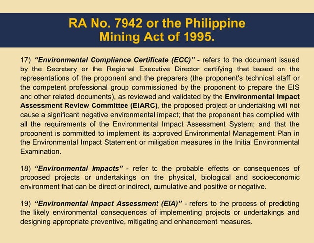 RA 7942:vThe Philippine Mining Act of 1995 | PPTX