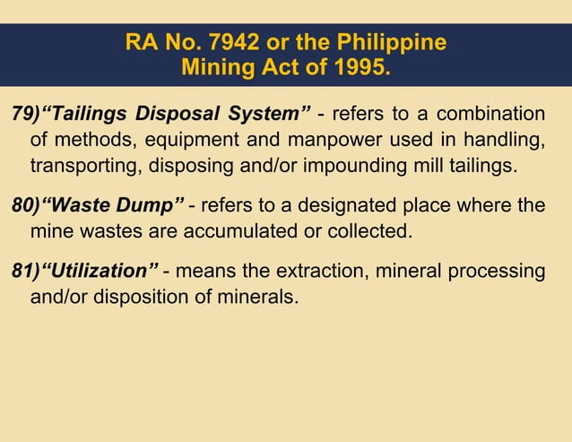 RA 7942:vThe Philippine Mining Act of 1995 | PPTX