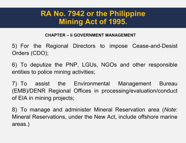 RA 7942:vThe Philippine Mining Act of 1995 | PPTX