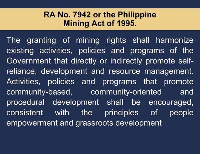 RA 7942:vThe Philippine Mining Act of 1995 | PPTX