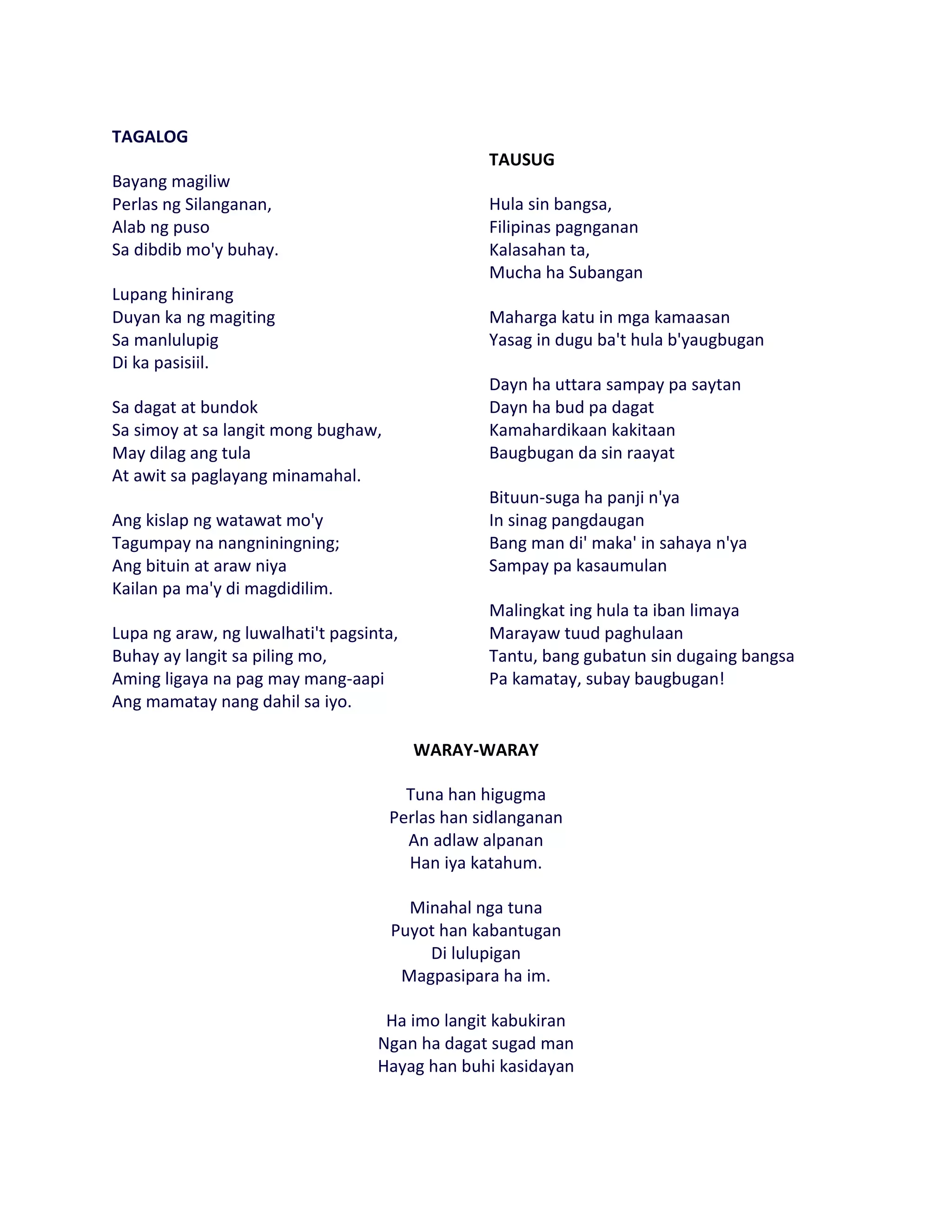 The Philippine National Anthem | DOCX