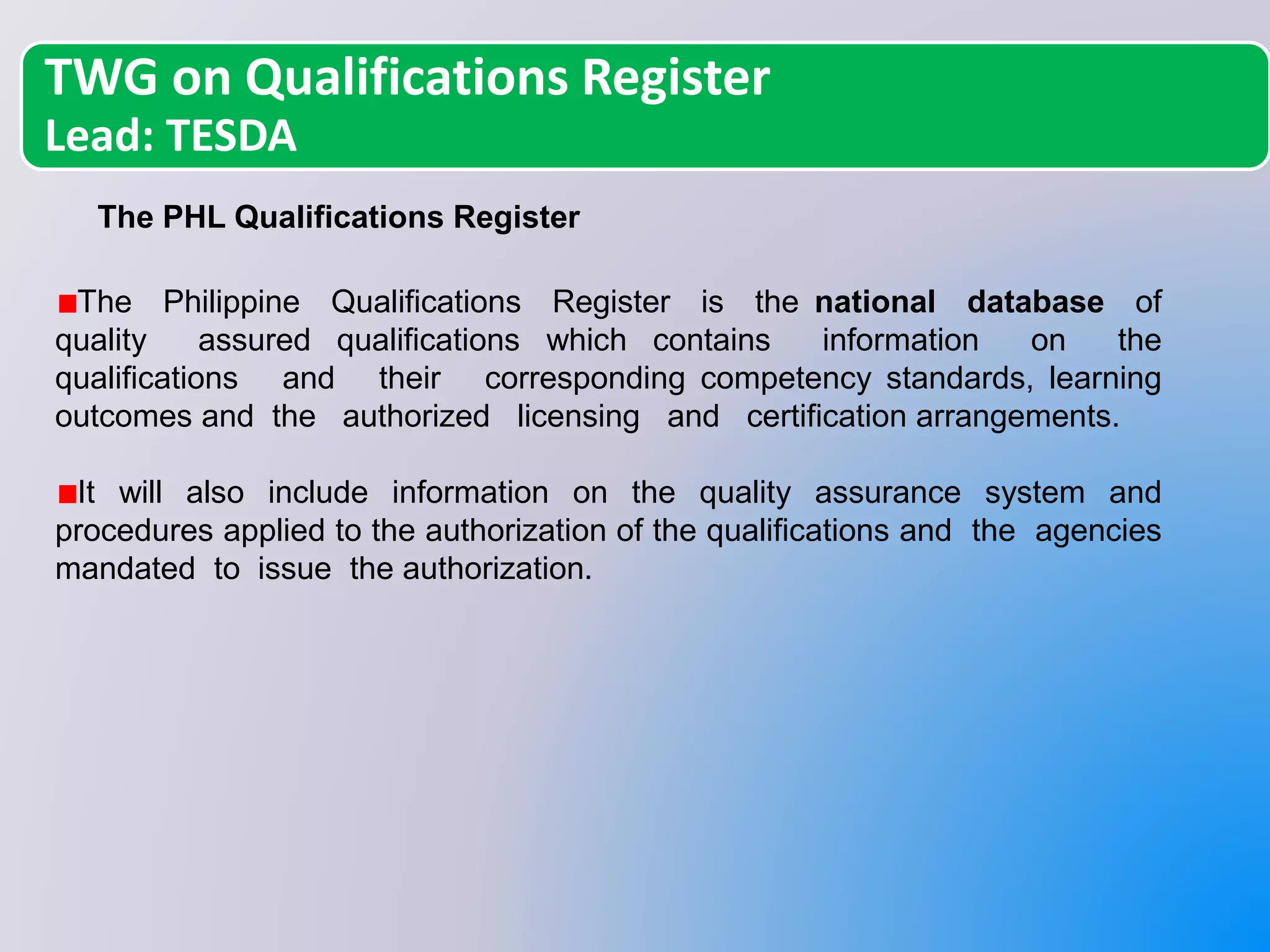 The philippine qualification framework | PPTX