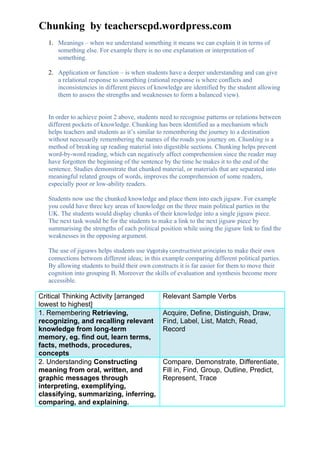 Chunking Method Reading