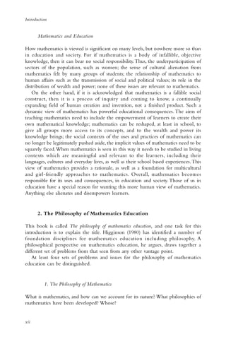 The Philosophy of mathematics education 2 | PDF