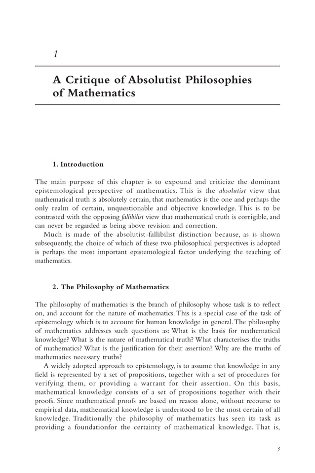 The Philosophy of mathematics education 2 | PDF | Educational ...